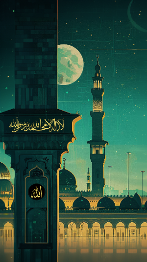 Shahada Minaret at Night [11x17" Poster] – Akhirah Studios