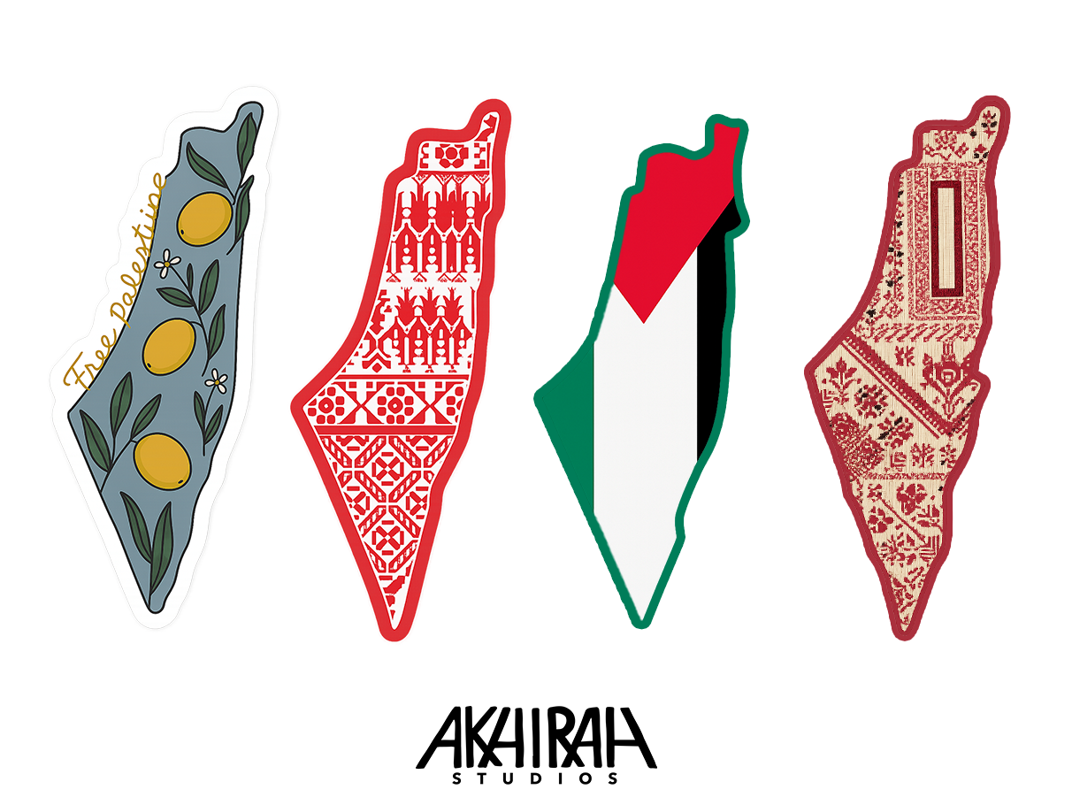 Palestine Map Stickers [4 Pack] – Akhirah Studios