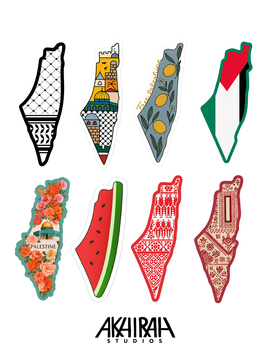 Palestine Map Stickers [8 Pack] – Akhirah Studios